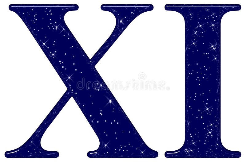Roman Numeral 11, Eleven, Star Sky Texture Imitation, Isolated on White ...