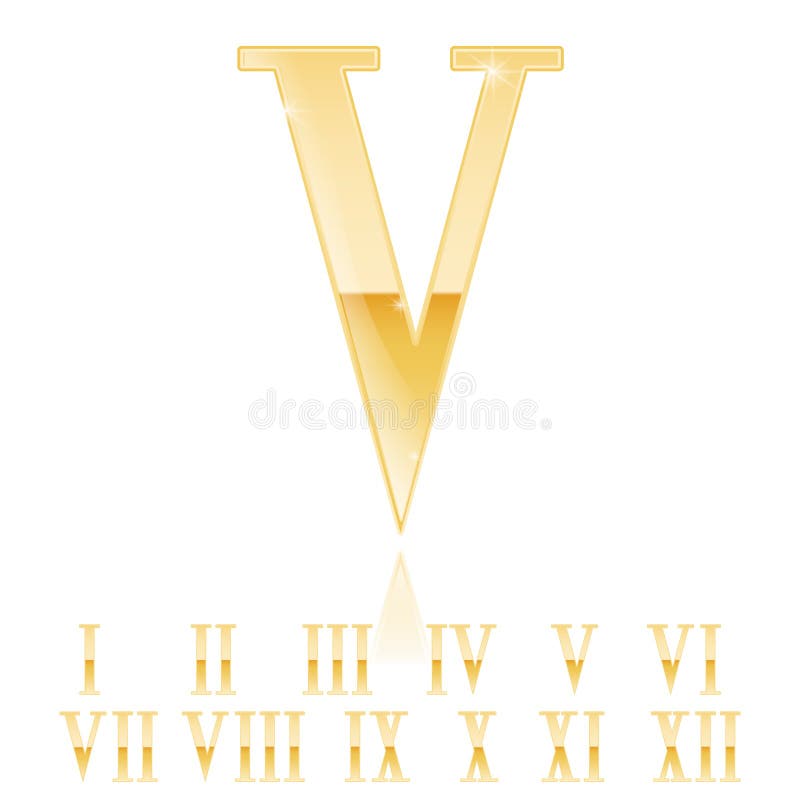 Roman Numeral Five. Golden 3d Sign Stock Vector - Illustration of five ...