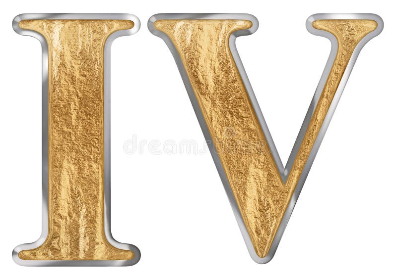 Roman Numeral IV, Quattuor, 4, Four, Isolated on White Background, 3d ...