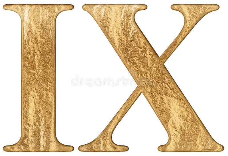 Roman Numeral IX, Novem, 9, Nine, Isolated on White Background, 3d ...