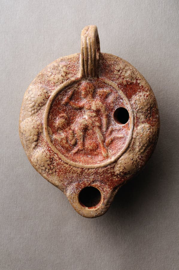 Roman Oil- Lamp with Gladiators Editorial Stock Image - Image of ...