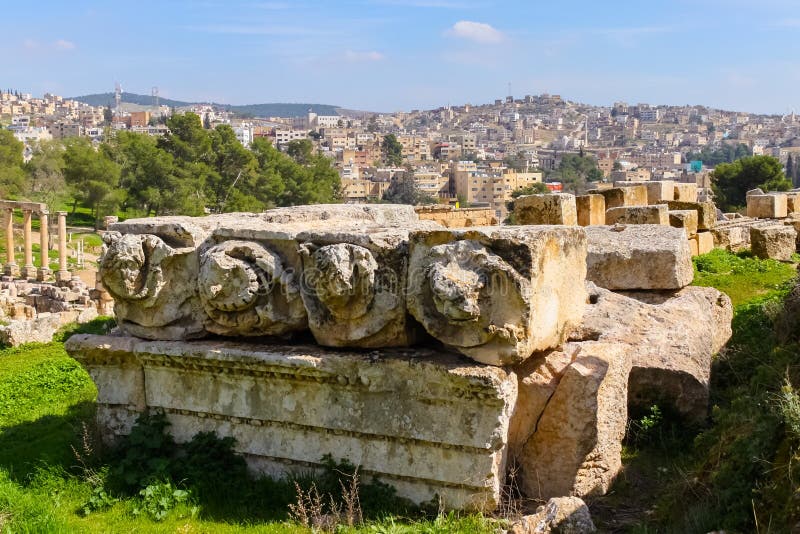 Roman Ruins in the City of Jerash Stock Photo - Image of ruins ...