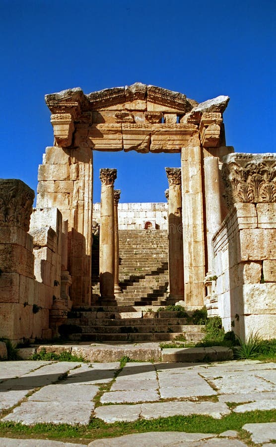 Roman Ruins of Gerasa, Jerash, Jordan Stock Image - Image of architect ...