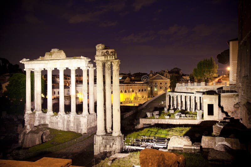 Roman ruins at night stock photo. Image of column, antique - 20941254