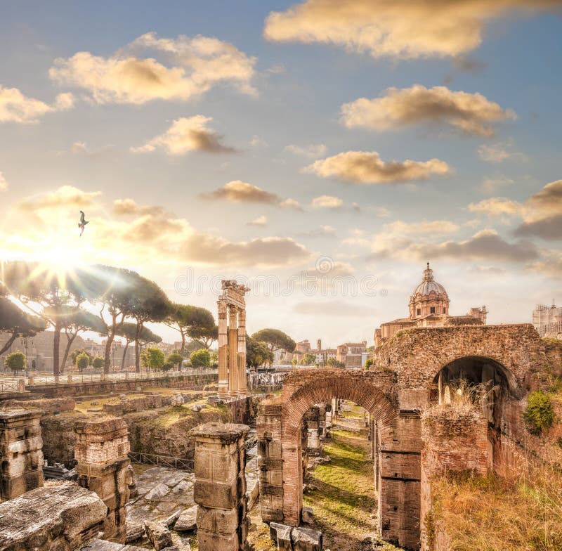 Roman ruins in Rome, Italy stock image. Image of architecture - 67094039