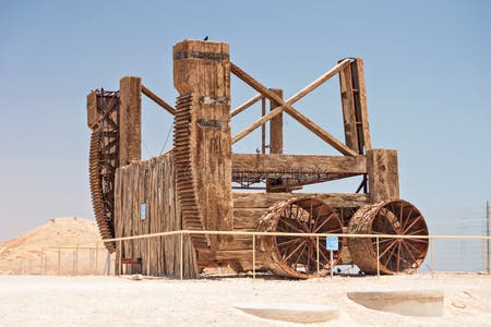 Roman Siege Engine at Masada in Israel Stock Photo - Image of stone ...