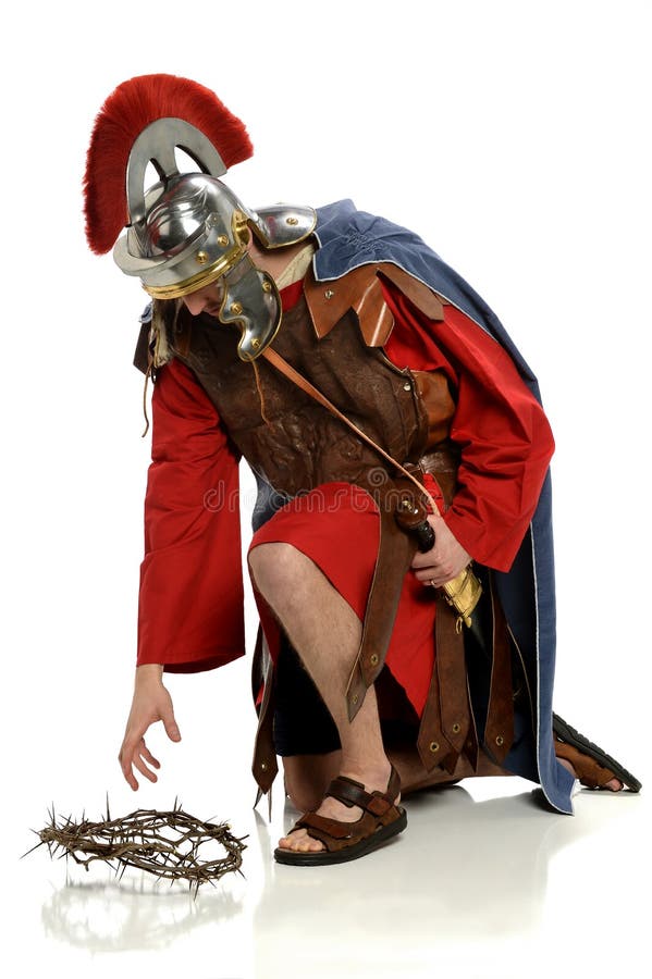 Roman Soldier in Front of Crown of Thorns Stock Image - Image of thorns ...
