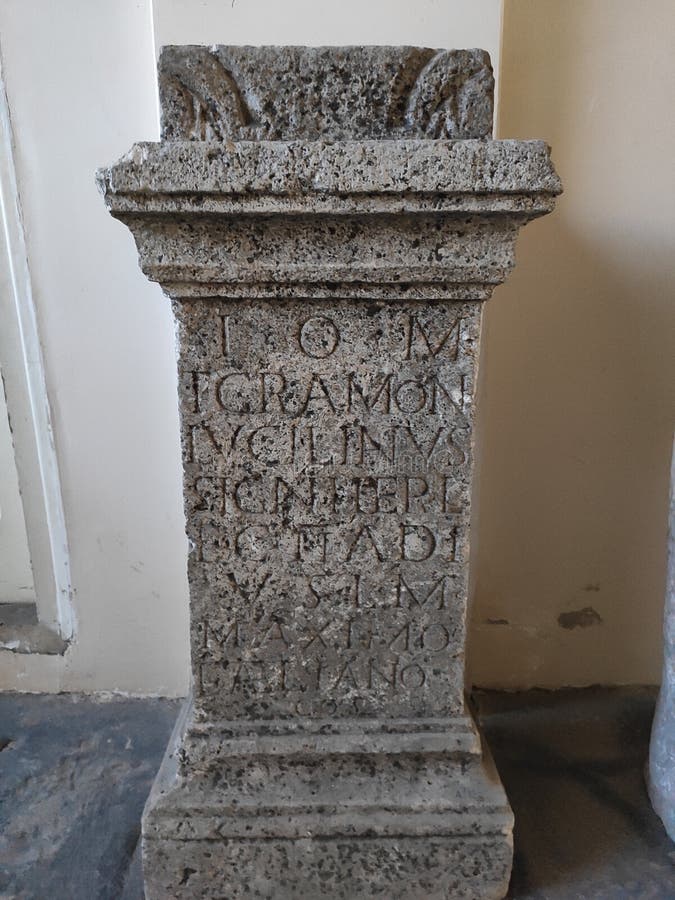 Roman Stone with Latin Text in Front Side Stock Image - Image of text ...