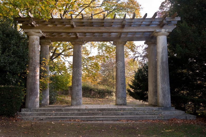Roman Style Pagoda with Pillars and Trellis Stock Image - Image of ...