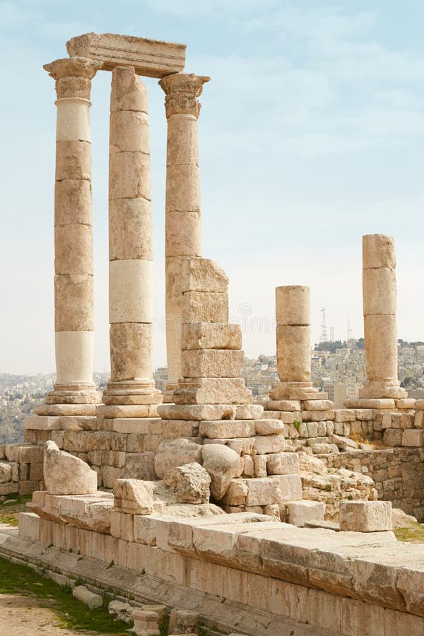 Roman Temple on the Amman Citadel, Jordan Stock Photo - Image of temple ...
