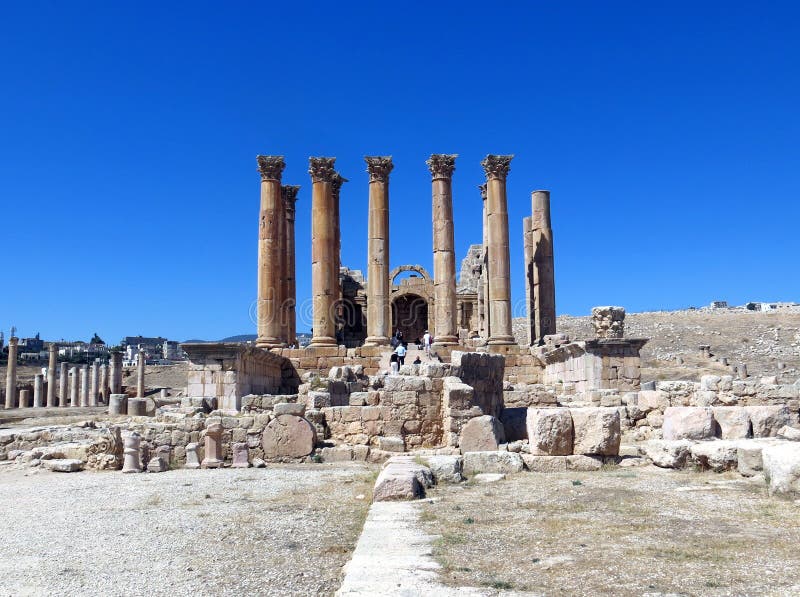 Roman Temple in the City of Jerash Stock Image - Image of eastern ...