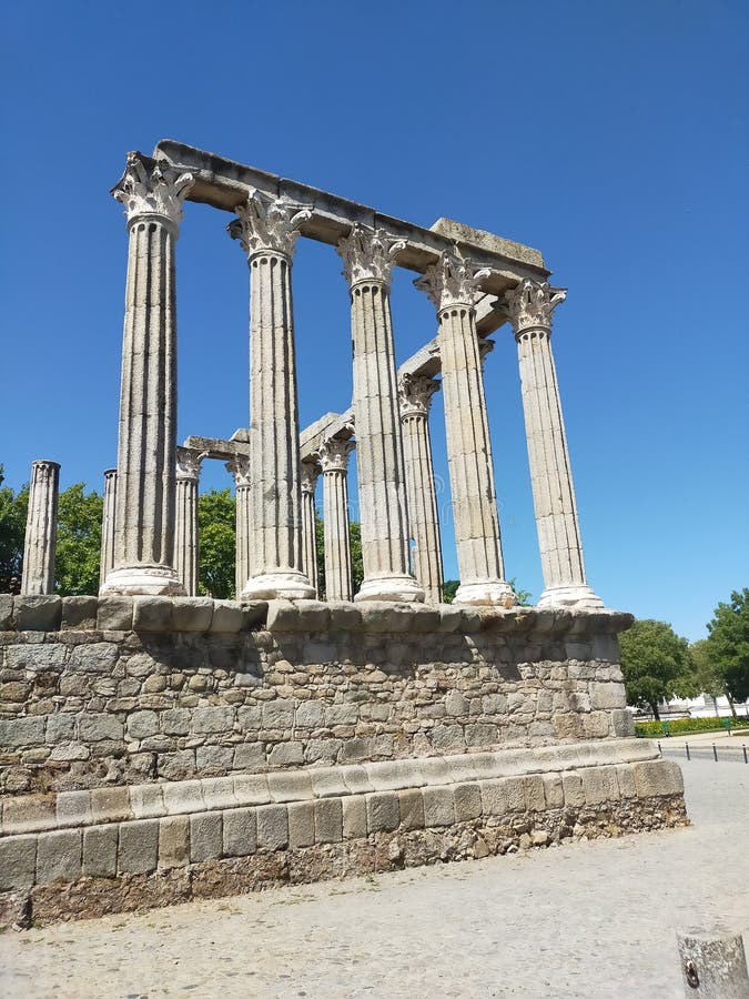 Roman Temple of Evora, Evora (Portugal) Stock Image - Image of classic ...