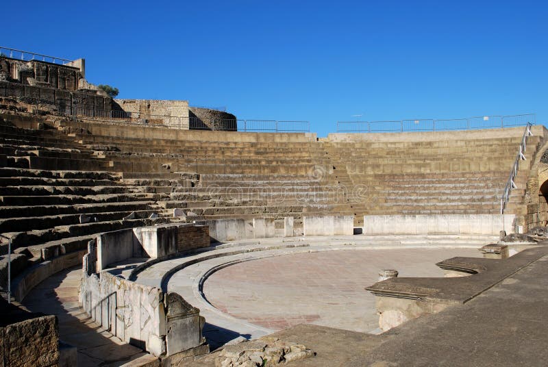 Roman Amphitheater Ruin Italica, Spain Stock Photo - Image of arches ...