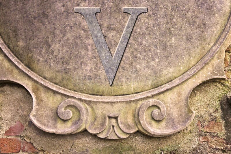 Roman V Number Written on Stucco Wall - Concept Image Stock Photo ...