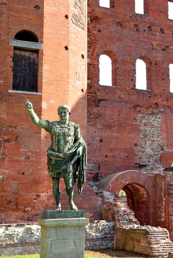 The Roman Walls and the Statue of Julius Caesar in Turin - Piedmont ...