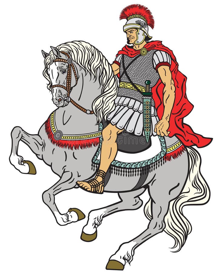 Roman Warrior Riding the Horse Stock Vector - Illustration of knight ...