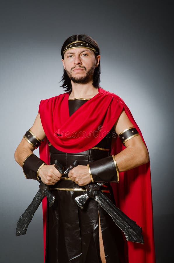 The Roman Warrior With Sword Against Background Stock Photo - Image of ...
