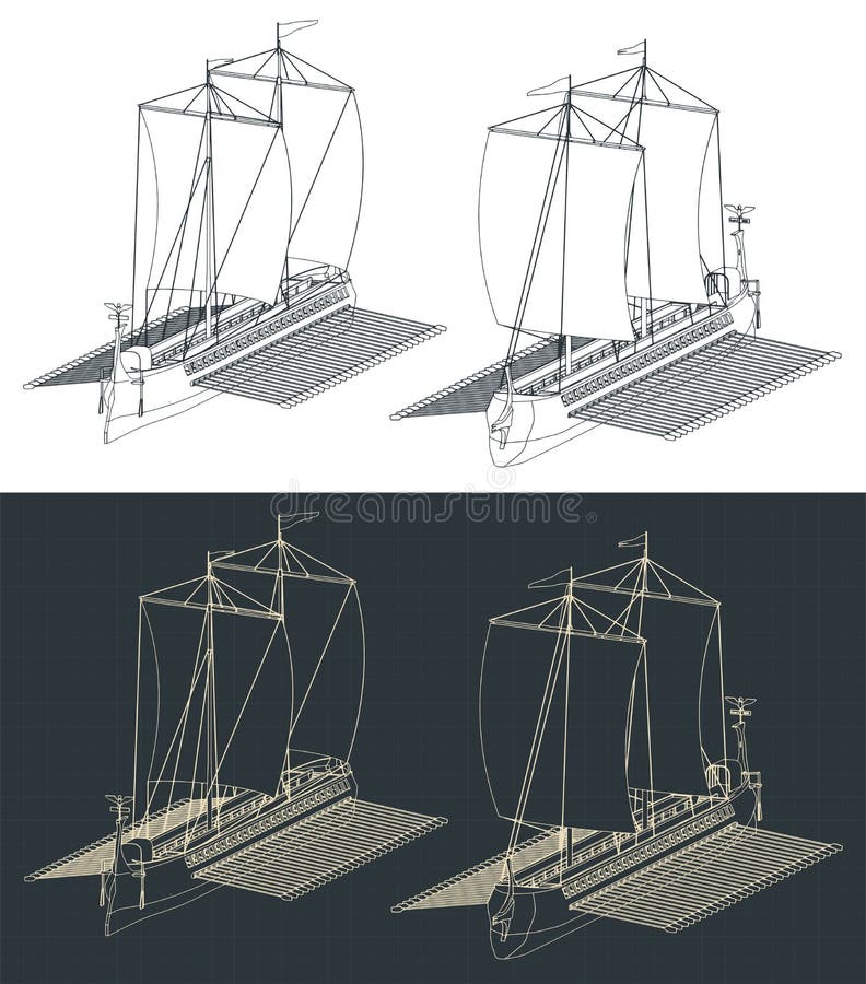 Roman Warship Isometric Blueprints Stock Vector - Illustration of ...