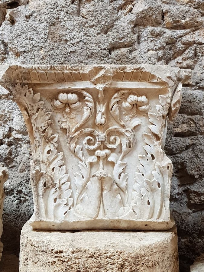 Archeological Site Part of Column Stock Photo - Image of site, marble ...