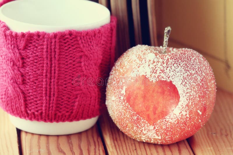 Romance Apple Heart Symbol the Book Stock Image - Image of fruit ...