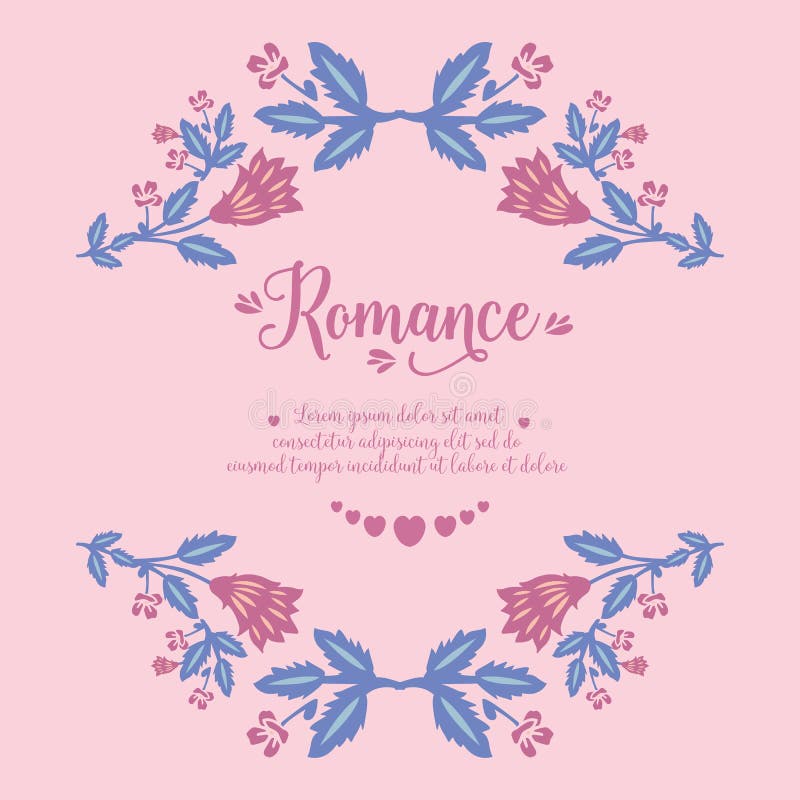 Romance Card Template, with Elegant Leaf and Floral Frame Design ...