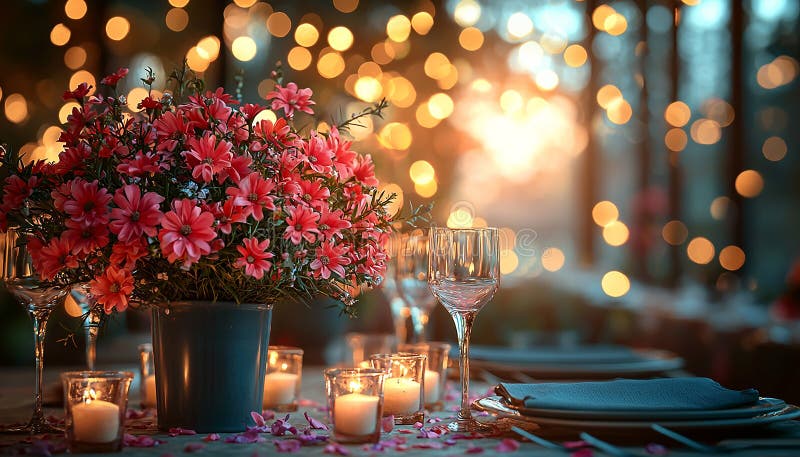 Romance and Elegance Glow in Candlelight Celebration Night Generated by ...