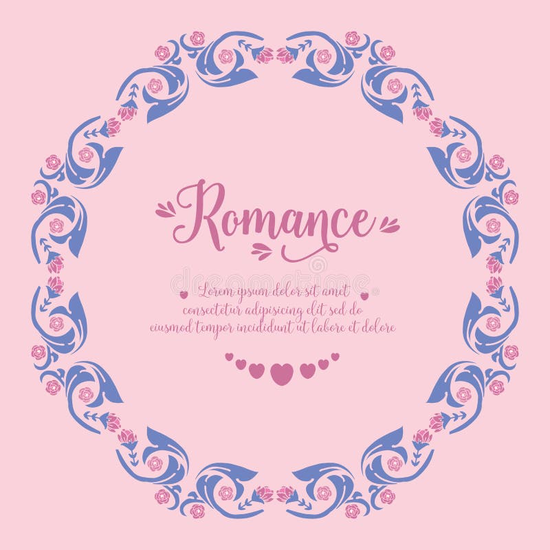 Romance Greeting Card, with Leaf and Cute Floral Design Frame. Vector ...