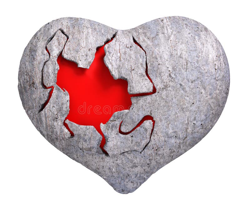 Romance Heart of Stone 3d Rendering Stock Illustration - Illustration ...
