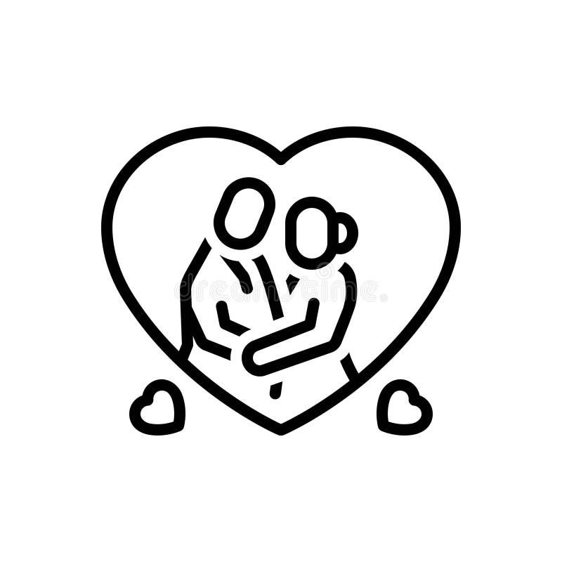 Black Line Icon for Romance, Affair and Couple Stock Illustration ...