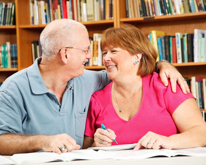 Library Romance. Happy Couple. Student Life. Lesson And Blackboard ...