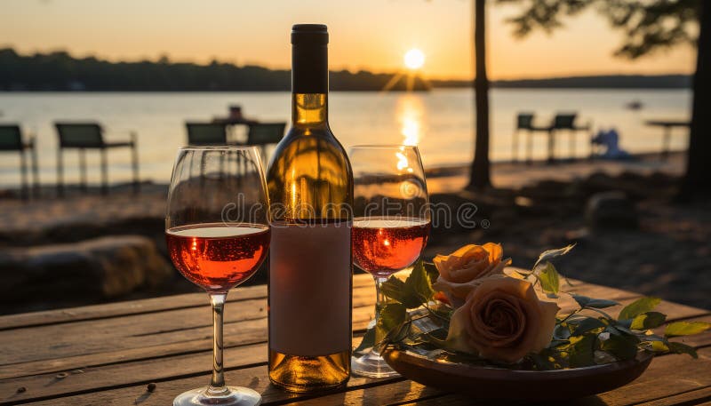 Romance and Relaxation in Nature Luxury, Drinking Wine Outdoors ...