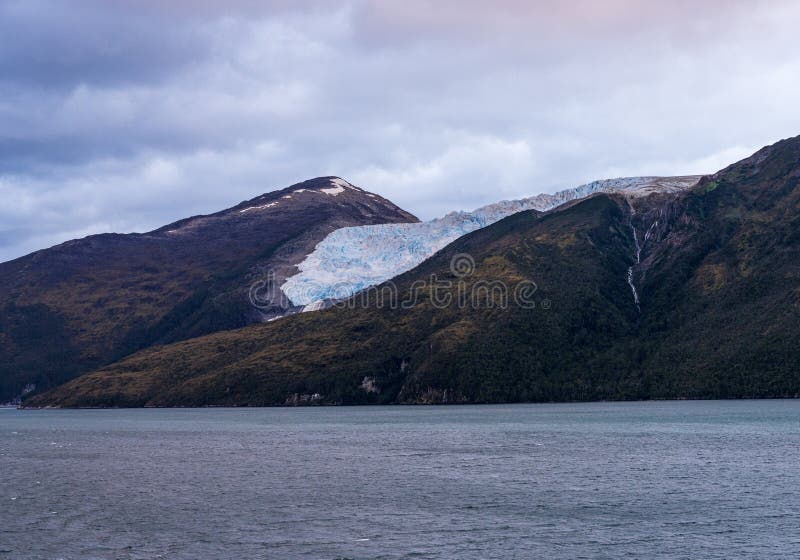 Romanche Glacier on Mountains by Beagle Channel in Chile Stock Image ...