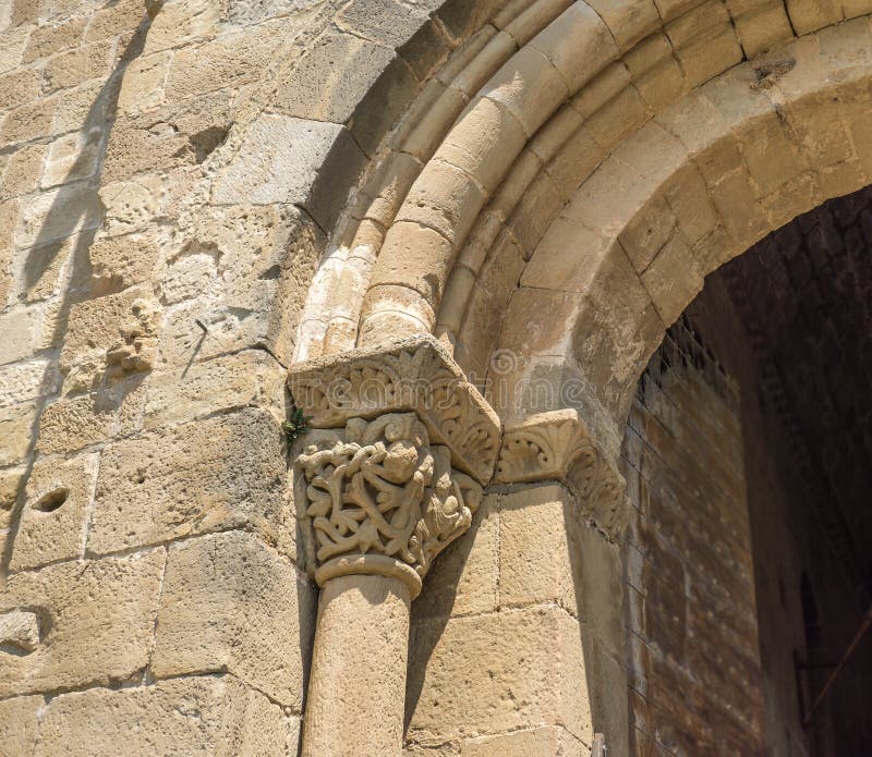 Romanesque capital, Spain stock photo. Image of middleages - 216536554