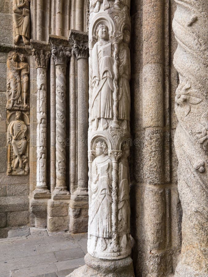 Romanesque King David in Platerias Facade Stock Image - Image of ...