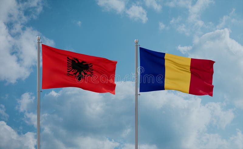 Romania and Albania Flags, Country Relationship Concept Stock Photo ...