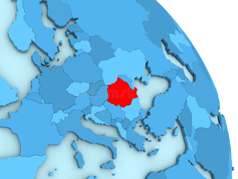 Romania on Blue Political Globe Stock Illustration - Illustration of ...