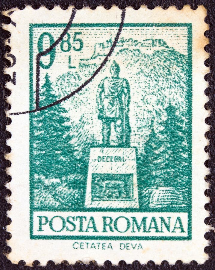 ROMANIA - CIRCA 1972: a Stamp Printed in Romania Shows Decebal`s Statue ...