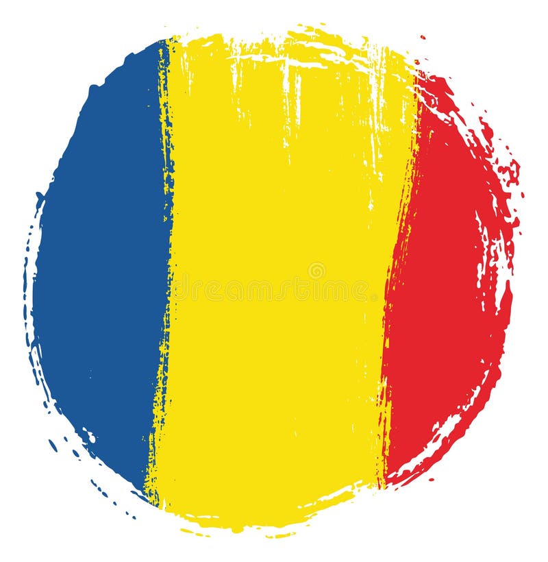 Romania Circle Flag Vector Hand Painted with Rounded Brush Stock Vector ...