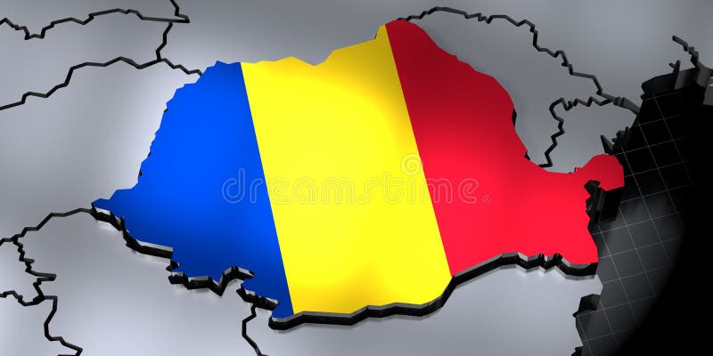 Romania - Country Borders and Flag Stock Illustration - Illustration of ...
