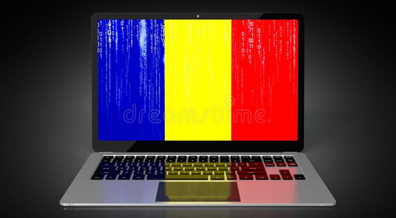 Romania - Country Flag and Binary Code on Laptop Screen Stock ...