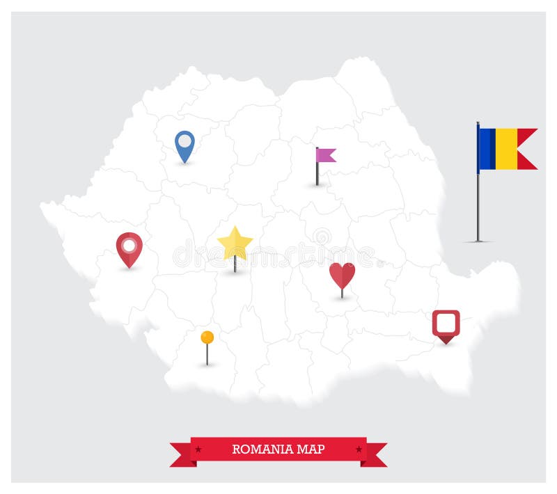 Romania 3D Map and Map Icons Stock Illustration - Illustration of ...