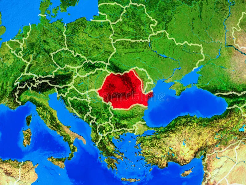 Romania on Earth with Borders Stock Photo - Image of romanian, earth ...