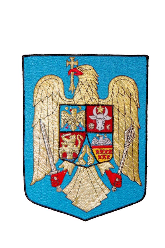 Romania Emblem Isolated on White Stock Photo - Illustration of golden ...