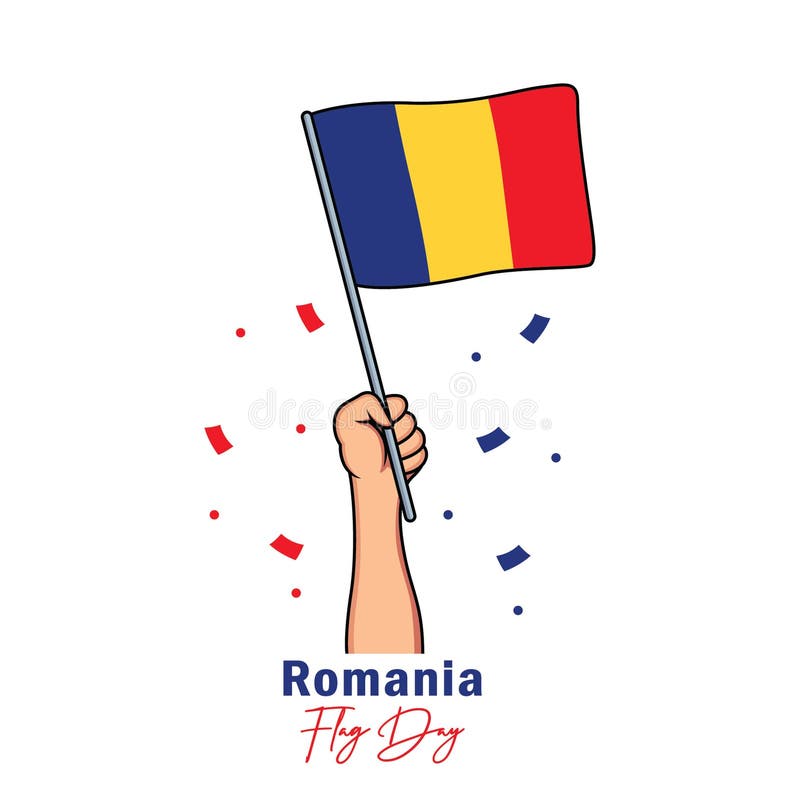 Romania Flag Design with Hand on White Background Stock Vector ...