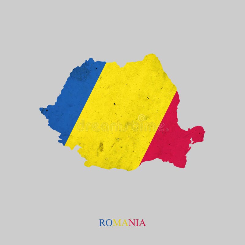 Romania Flag in the Form of a Map of Romania. Isolated Stock ...