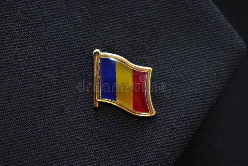 Romania Flag Lapel Pin on a Suit Stock Image - Image of positioning ...