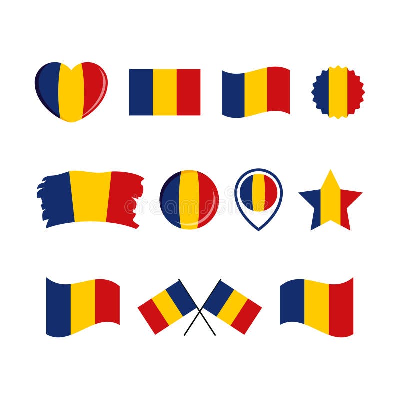 Romania Flag Icon Set Vector Isolated on a White Background Stock ...