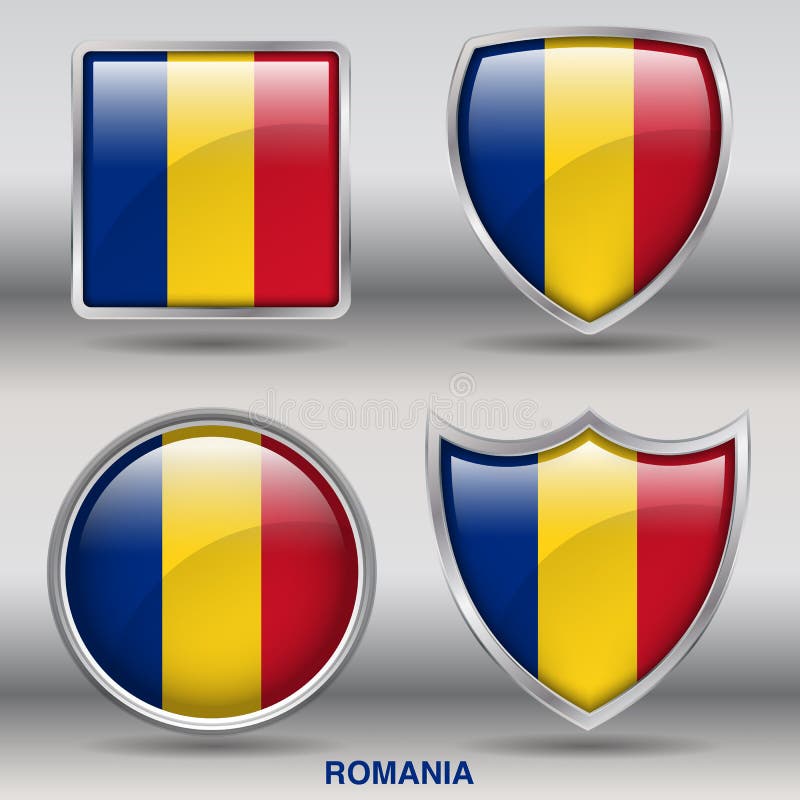 Romania Flag in 4 Shapes Collection with Clipping Path Stock Vector ...