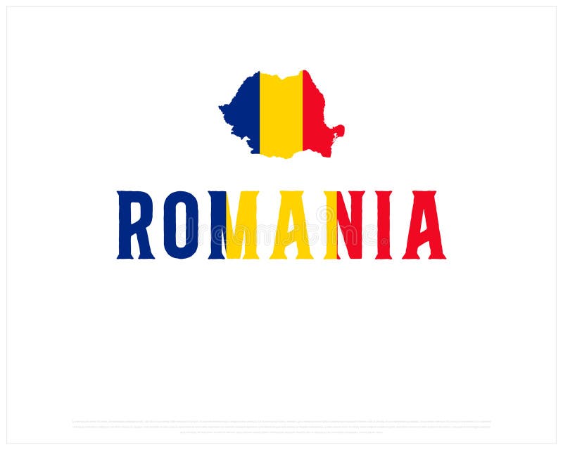 ROMANIA Flag Typography with Map Stock Vector - Illustration of tshirt ...