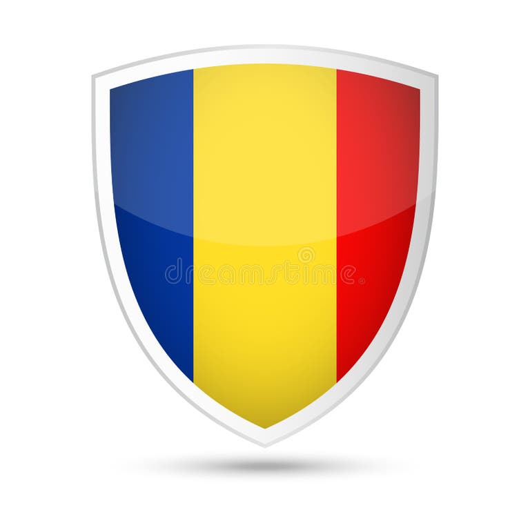 Romania Flag Vector Shield Icon Stock Illustration - Illustration of ...